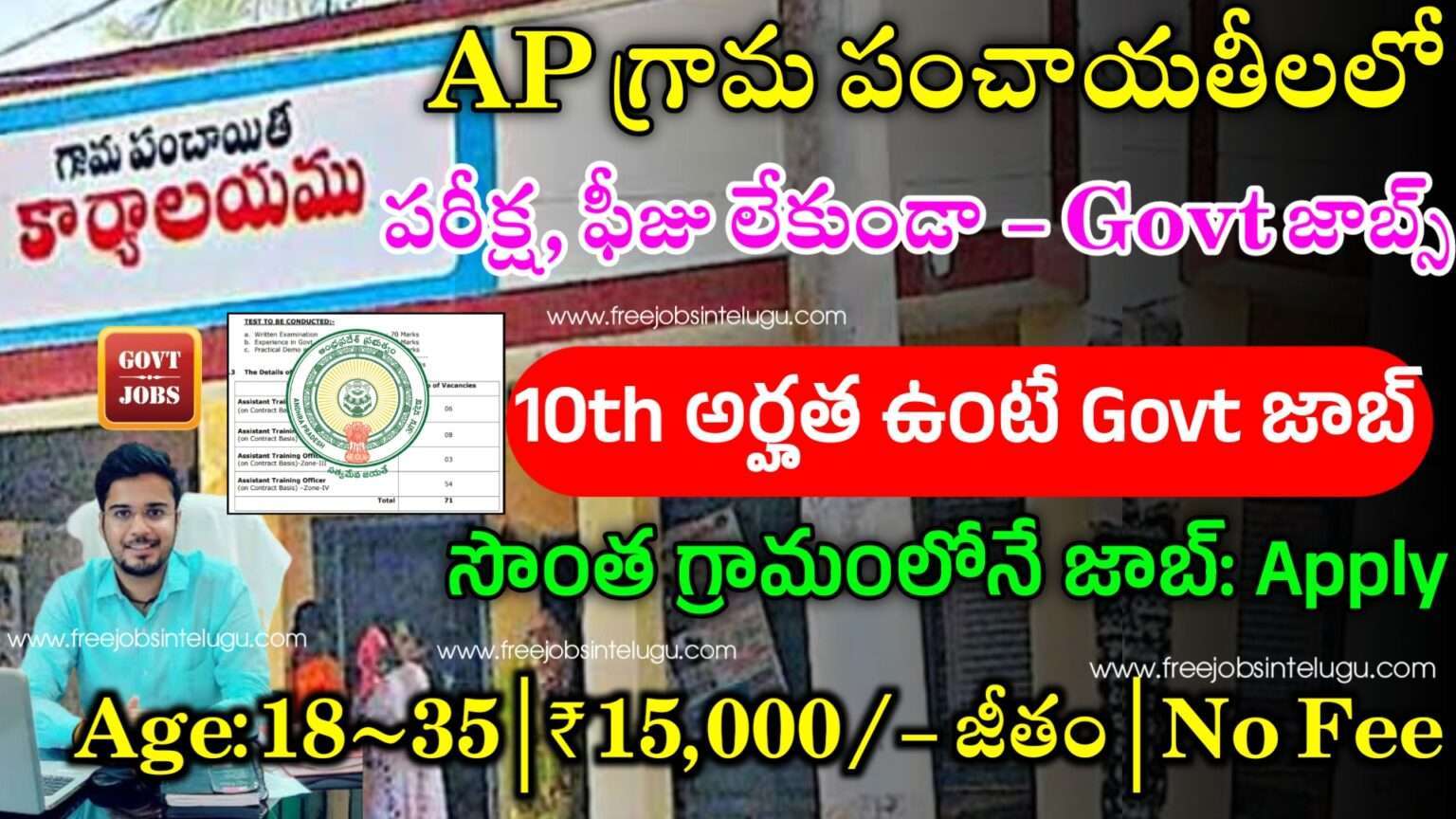 AP గ్రామ పంచాయతీల్లో 10th అర్హతతో Govt జాబ్స్ | AP Latest Govt Jobs ...