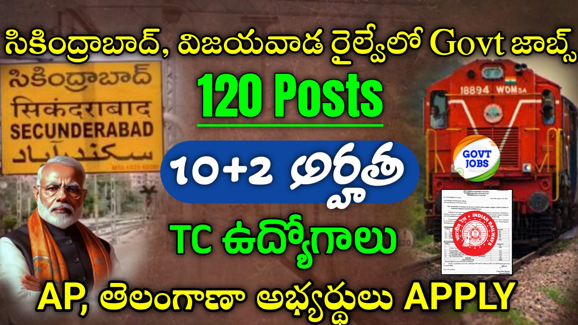 సికింద్రాబాద్, విజయవాడ రైల్వే 120 Govt జాబ్స్ | Railway Notification ...
